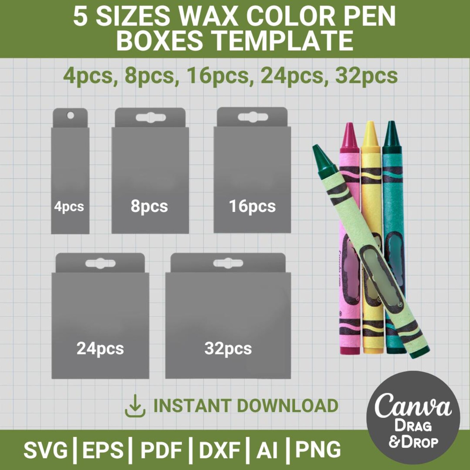 Crayon Box Template, Bundle, Wax Crayon Box Blank Template, DIY, Party ...