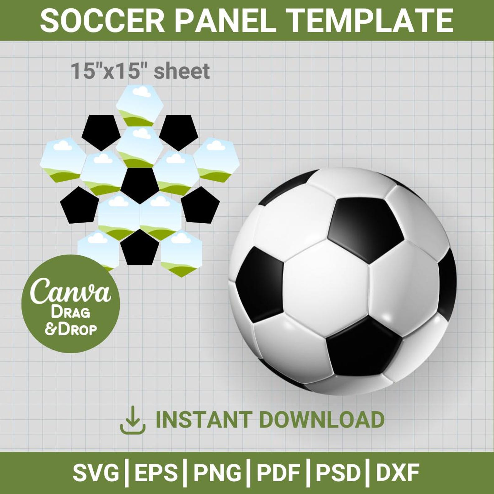 Soccer Ball Panel Template, Photo Ball Wrap, Svg, Png, Canva, Drag ...