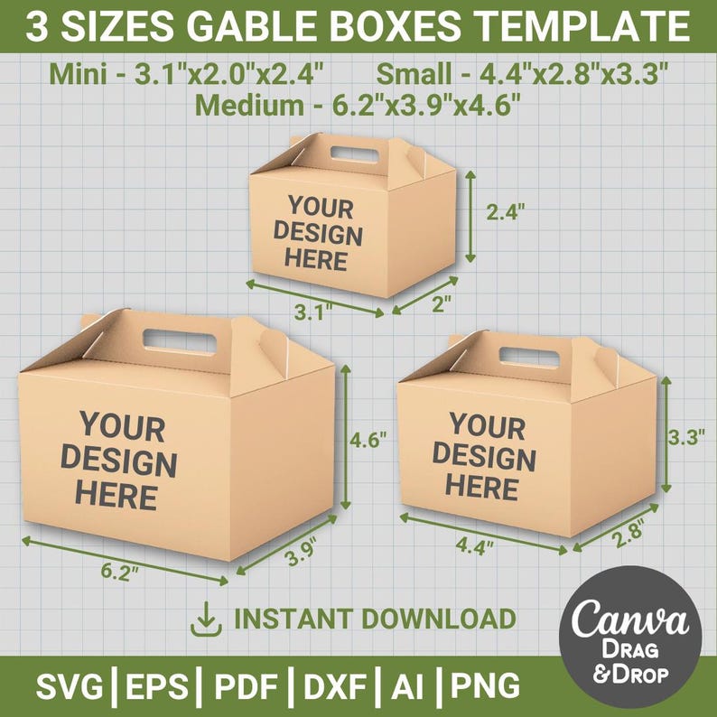 Gable Box Template, Bundle, DIY, Gable Box Svg, Box Blank Template, Png ...