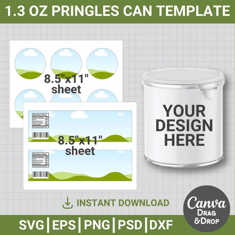 1.3 Oz Pringles Can Labels Template, Pringles Wrap Blank Template, DIY ...