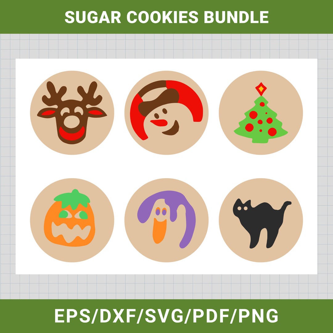 Holiday Sugar Cookies Svg, Png, Halloween Sugar Cookie, Christmas Sugar ...