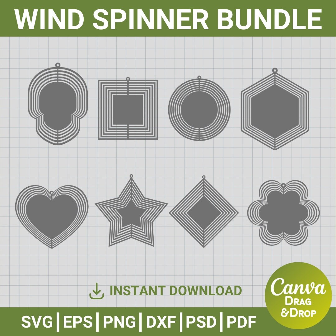 8x Wind Spinner Template, BUNDLE, Ornament Box, Svg, DIY, Png, Canva ...