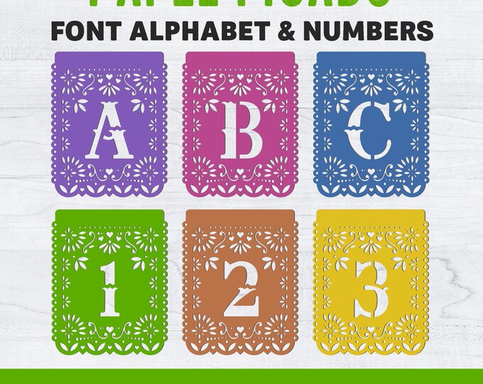 Alphabet Clip Art, PAPEL PICADO clipart, banner, uso comercial, colores ...