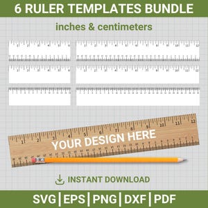 Horizontal Ruler Markings, Laser Cut Ruler File, Bundle, Inches ...