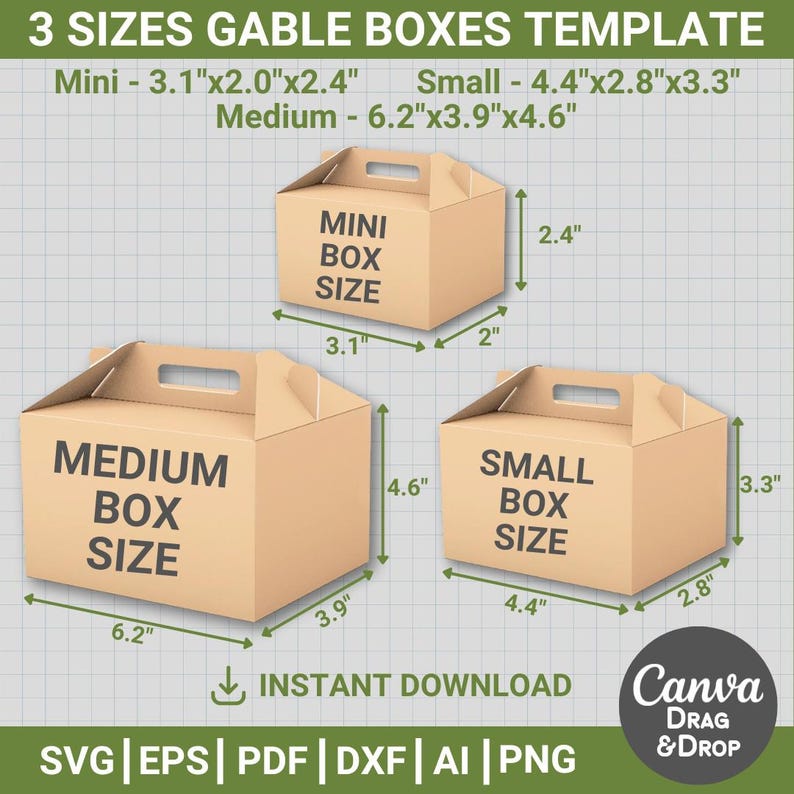 Gable Box Template, Bundle, DIY, Gable Box Svg, Box Blank Template, Png ...