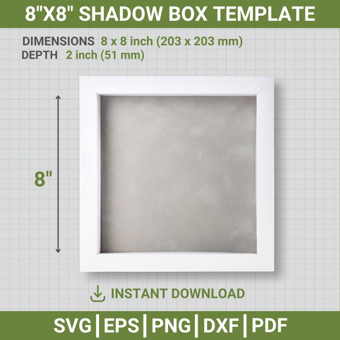 Shadow Box Frame Template, 8x8 Inches, DIY, Square, Cardstock Frame Svg ...