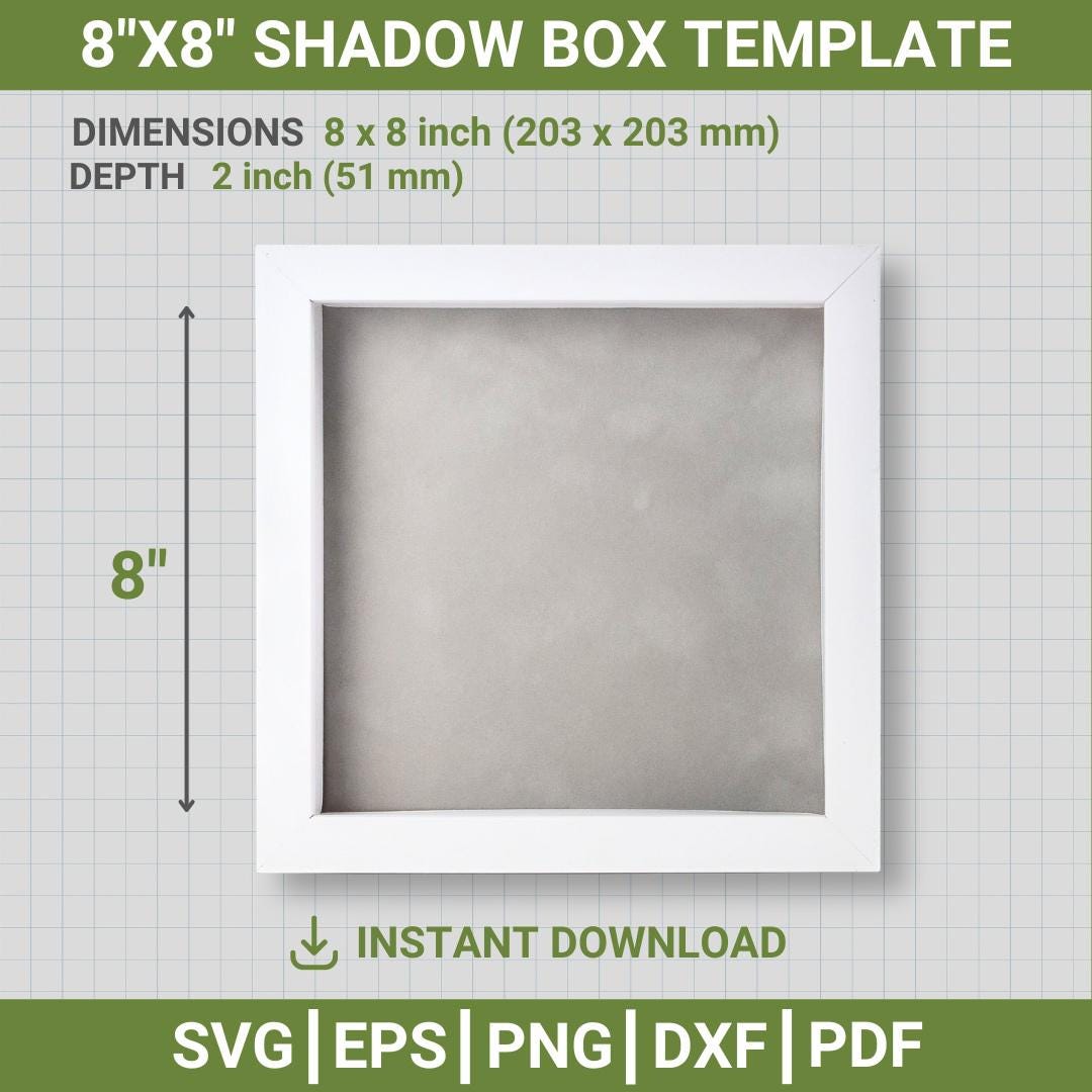 Shadow Box Frame Template, 8x8 Inches, DIY, Square, Cardstock Frame Svg ...