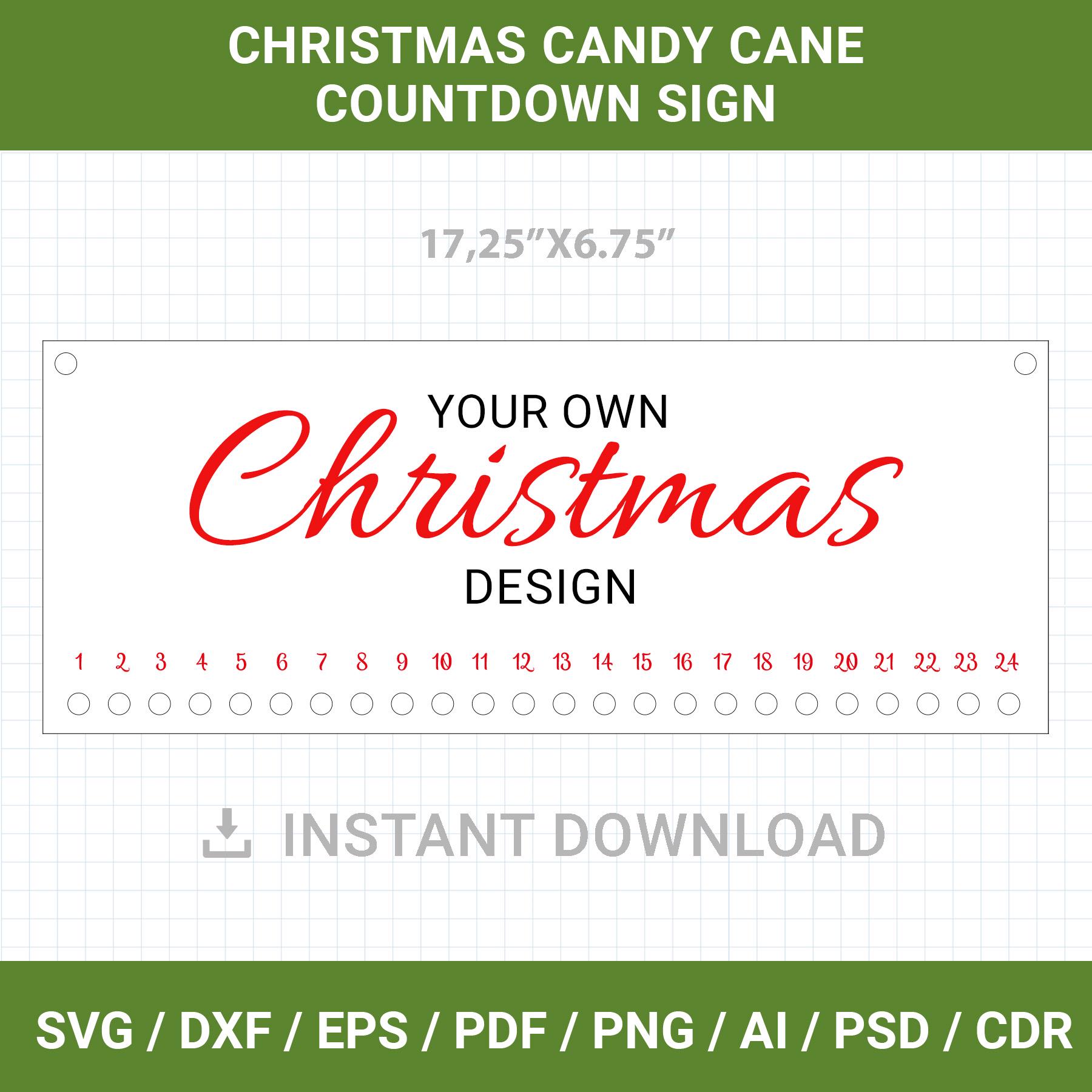 Editable, Christmas Countdown Sign Svg, Custom, Christmas Candy Cane ...