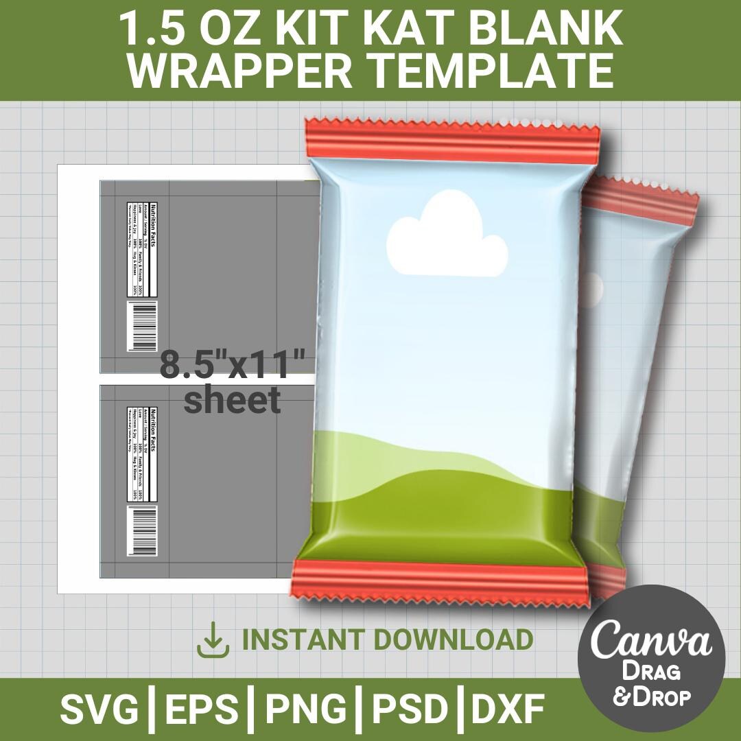 Kit Kat Wrapper Template, DIY, Editable, Small Chocolate Party Favor ...