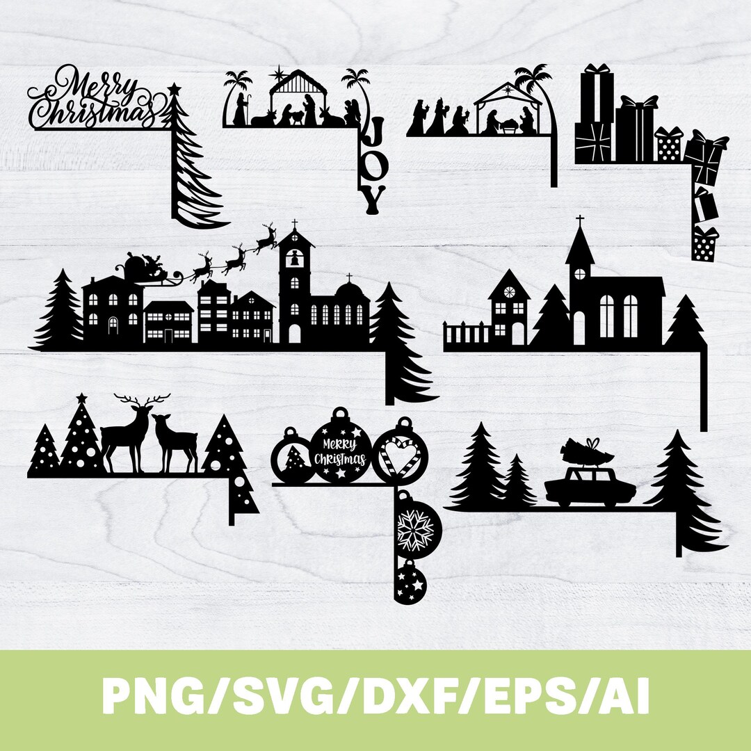 9x Christmas Door Corners Svg, BUNDLE, Laser Cut Files, Instant ...