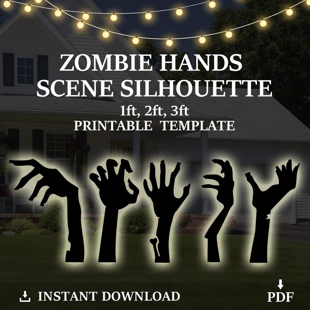 Zombie Hands Silhouette Scene Lawn Decor, Life Size, Halloween Outdoor ...