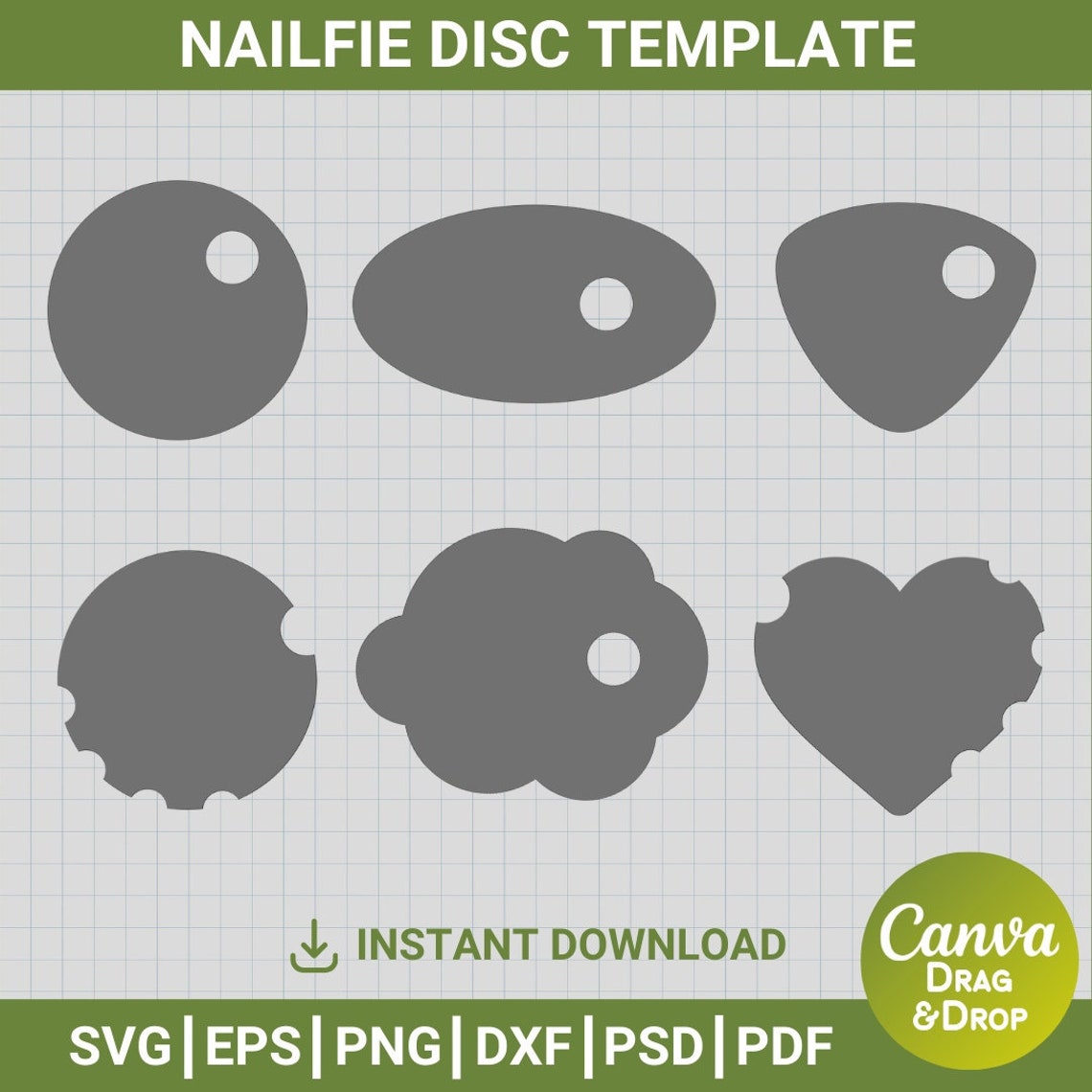 Nailfie Disc Editable Template, Bundle, Nail Photo Prop, Canva, Drag ...