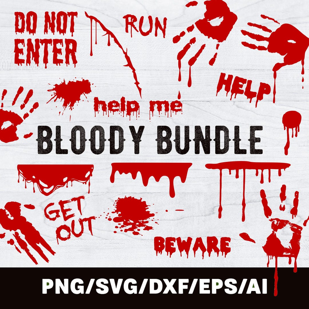 Blood Splatter, Bloody Handprint, Bundle, Blood Dripping Borders ...