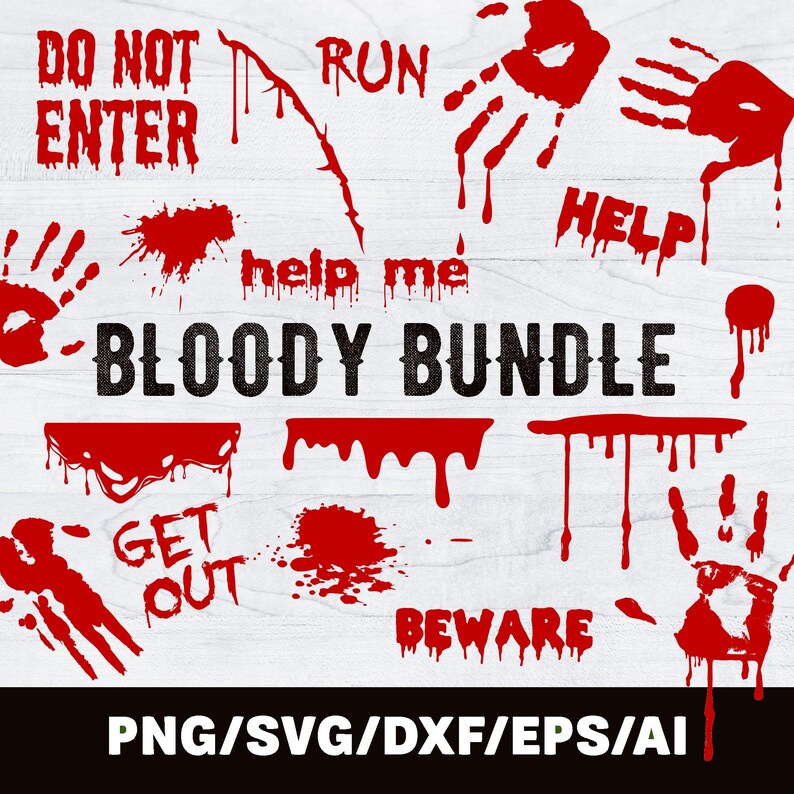 Blood Splatter, Bloody Handprint, Bundle, Blood Dripping Borders ...