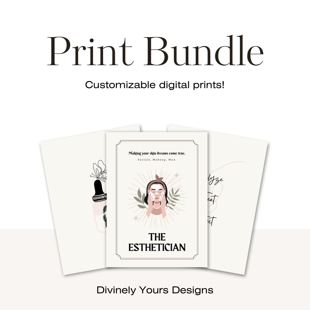 Esthetician Minimalist Line Art Beauty Wall Print Bundle | Printable ...