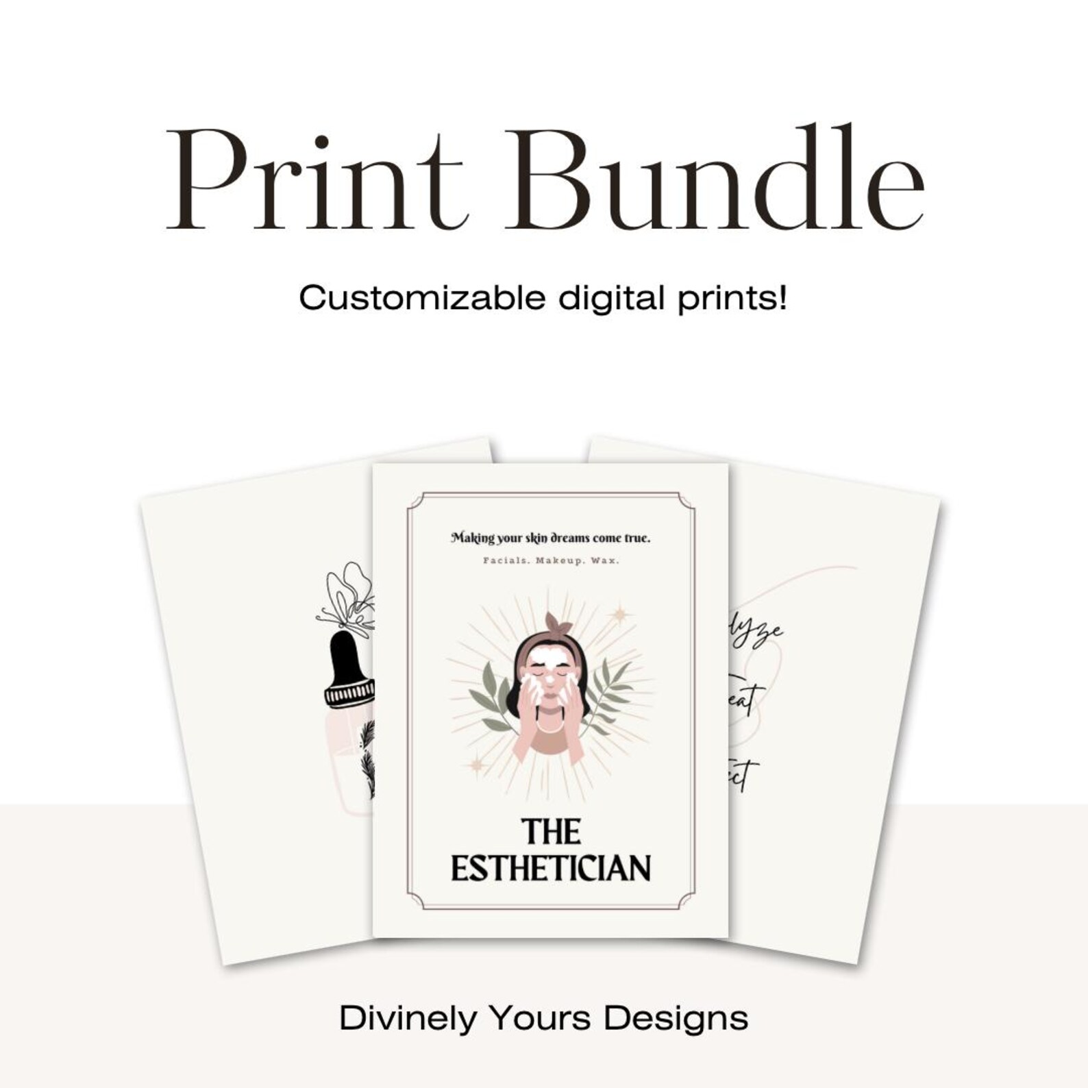 Esthetician Minimalist Line Art Beauty Wall Print Bundle | Printable ...