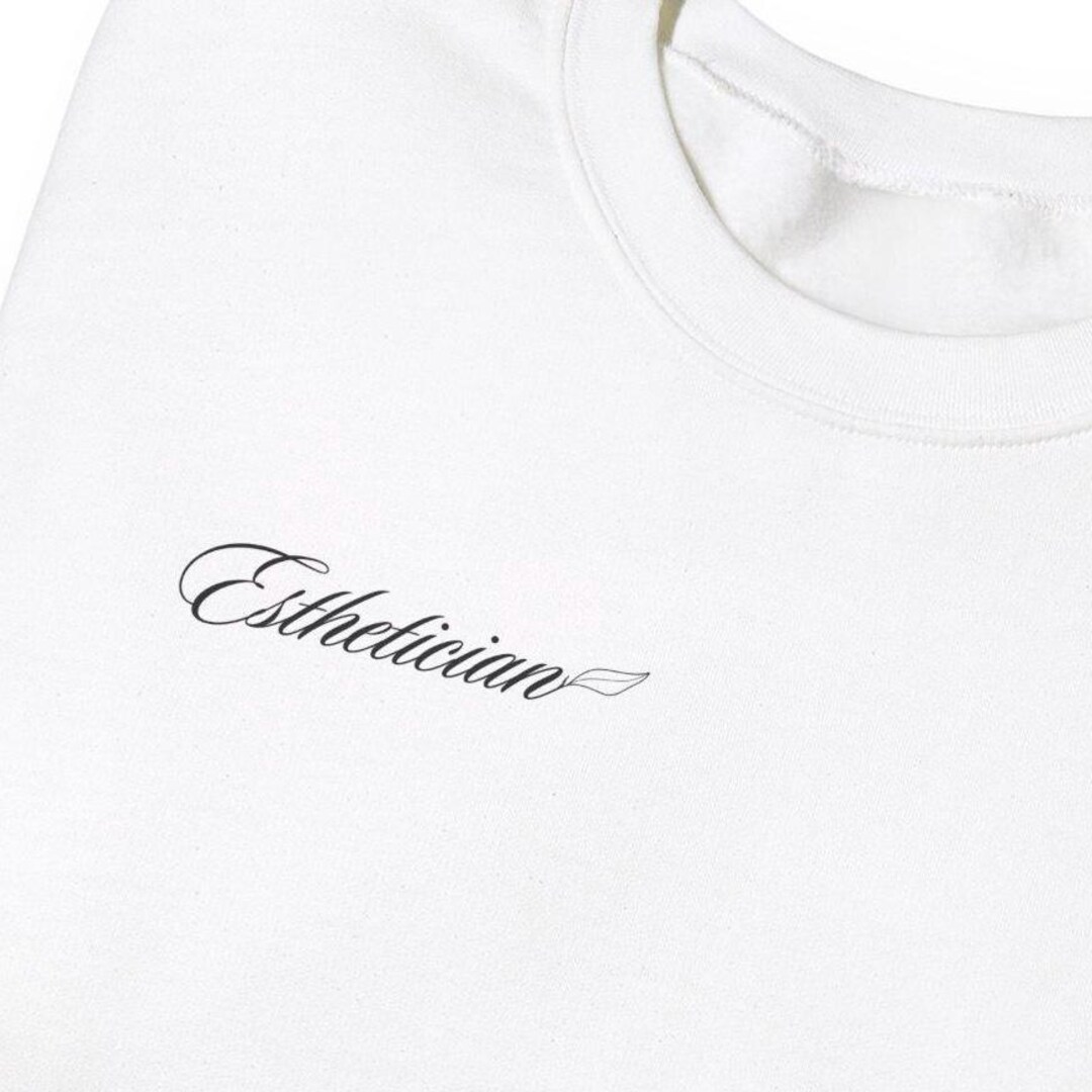 Esthetician Sweater, Black White Plant Design, Cursive Sweatshirt ...