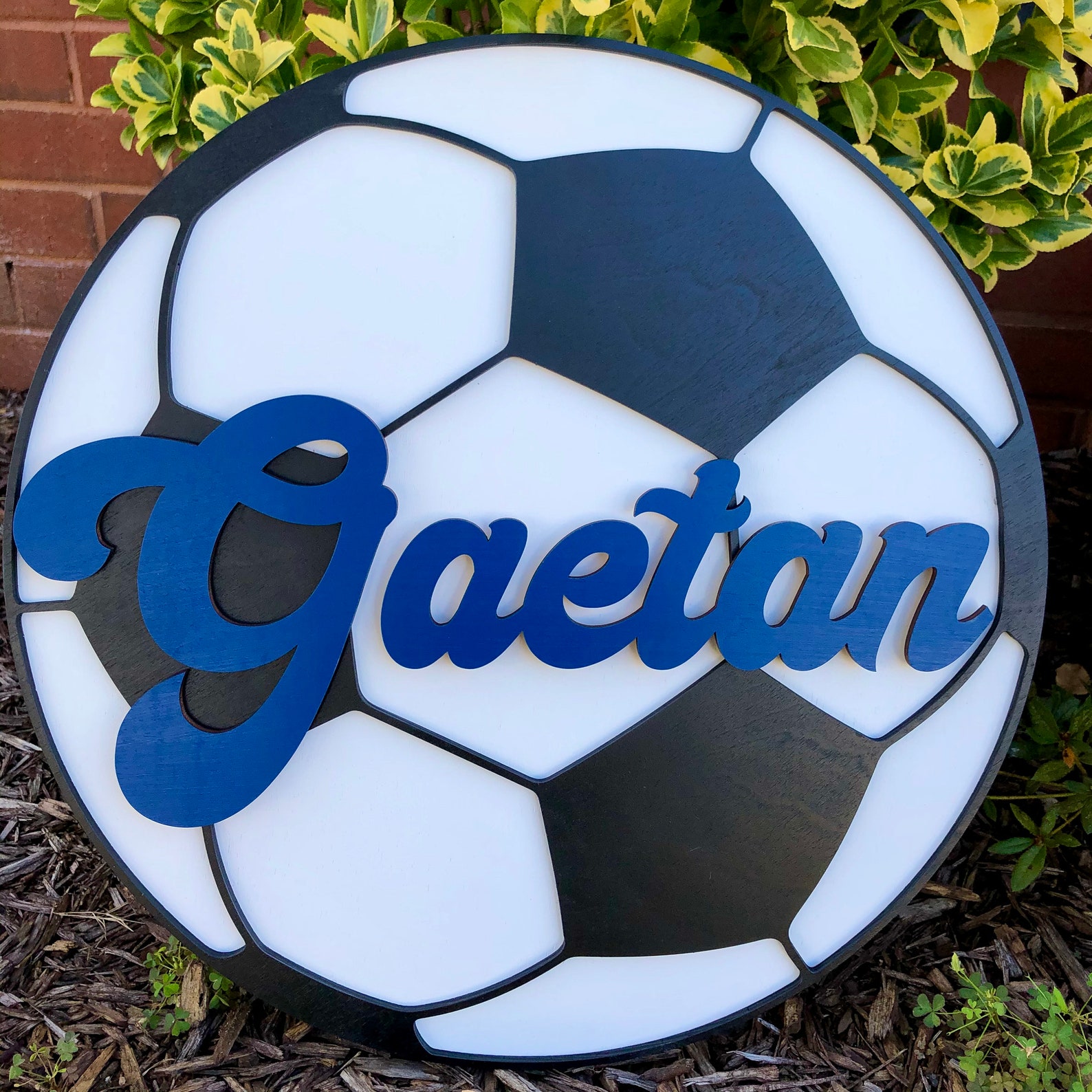 Round 18 Soccer Ball Wood Custom Name Sign Nursery and | Etsy