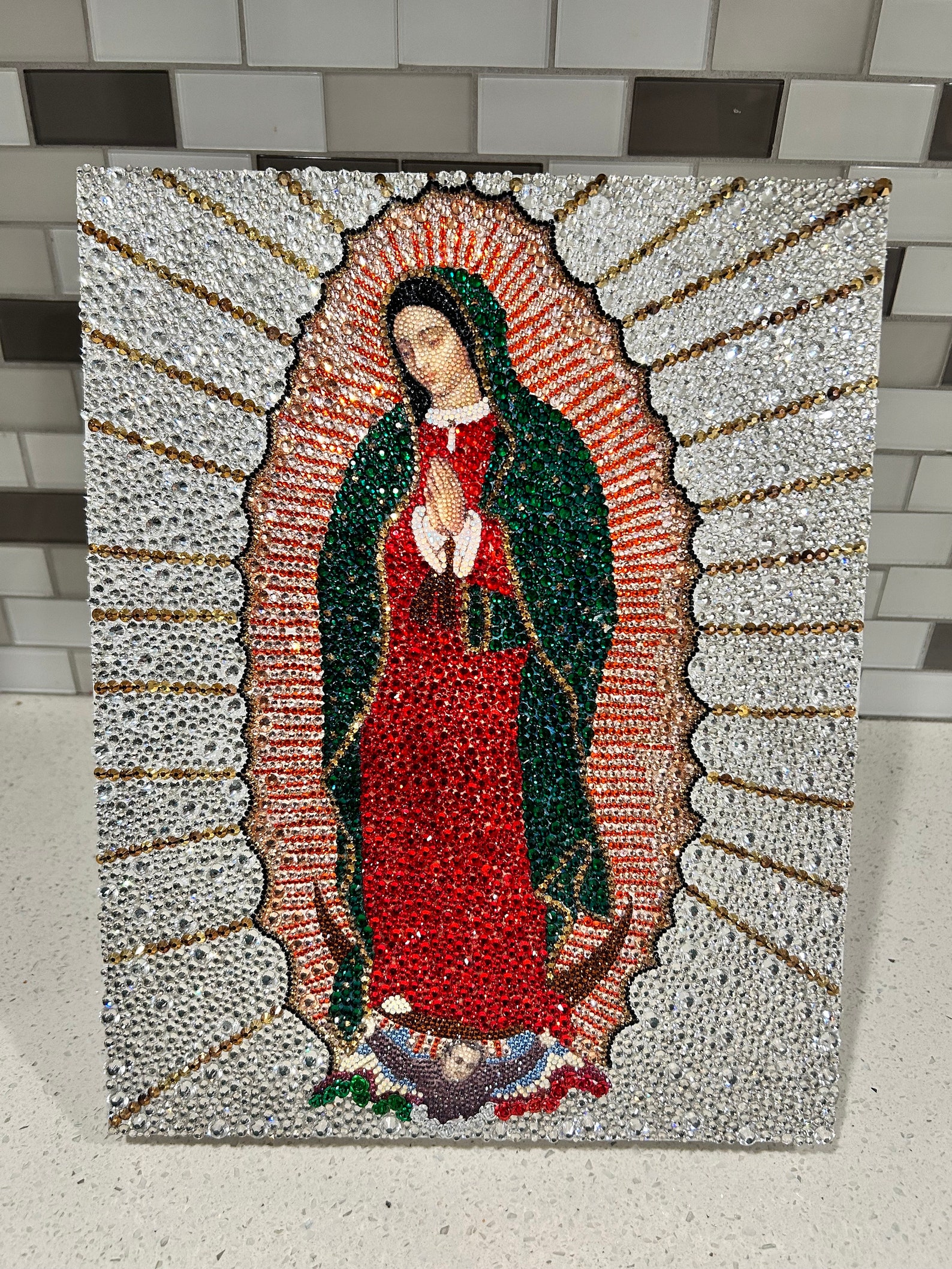 Handmade Bedazzled Virgen De Guadalupe Wall Art. Wall Frame - Etsy