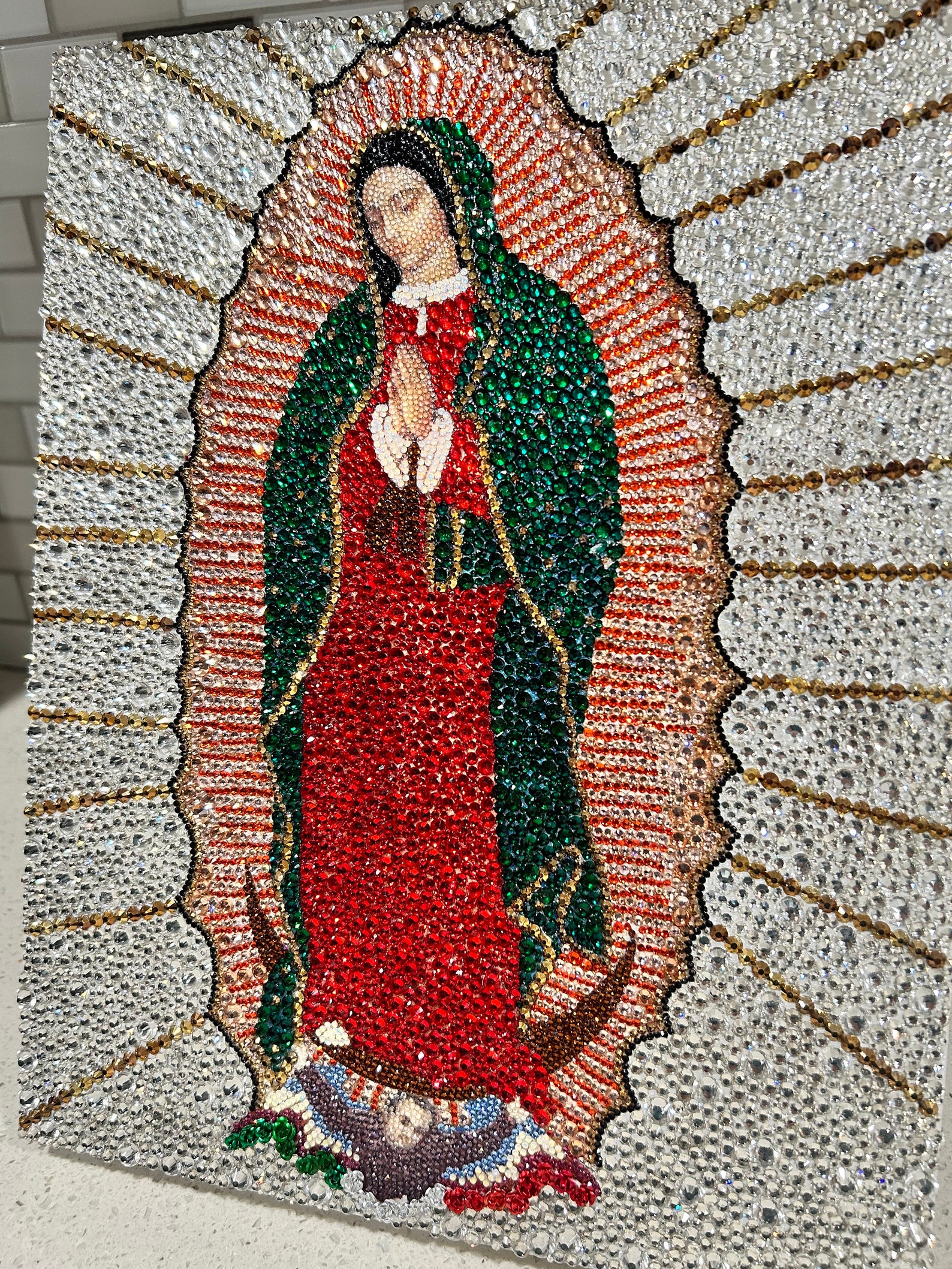 Handmade Bedazzled Virgen De Guadalupe Wall Art. Wall Frame - Etsy
