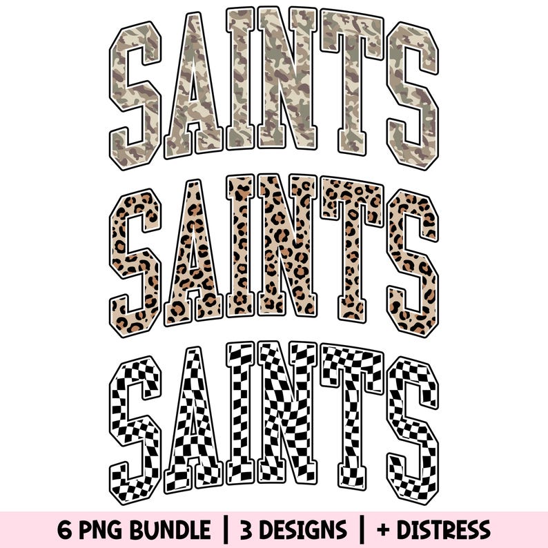 Saints PNG Mascot Sublimation Bundle Camo Leopard Checker Camouflage ...