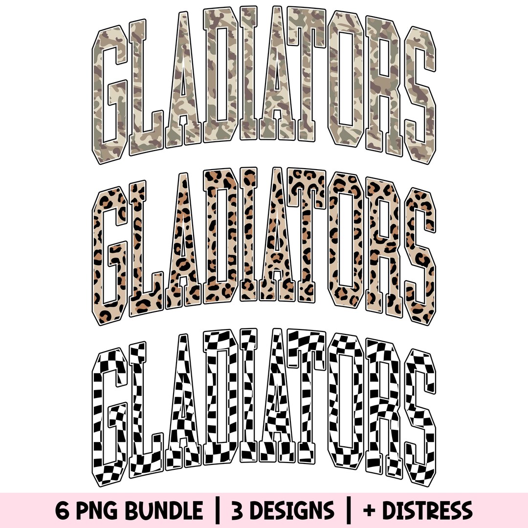 Gladiators PNG Mascot Sublimation Bundle Camo Leopard Checker ...