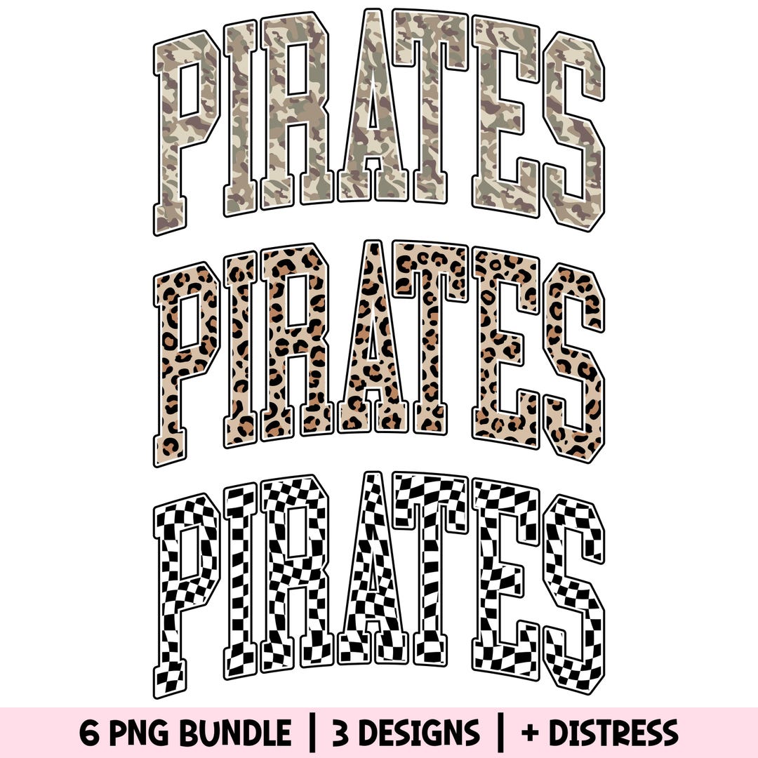 Pirates PNG Mascot Sublimation Bundle Camo Leopard Checker Camouflage ...