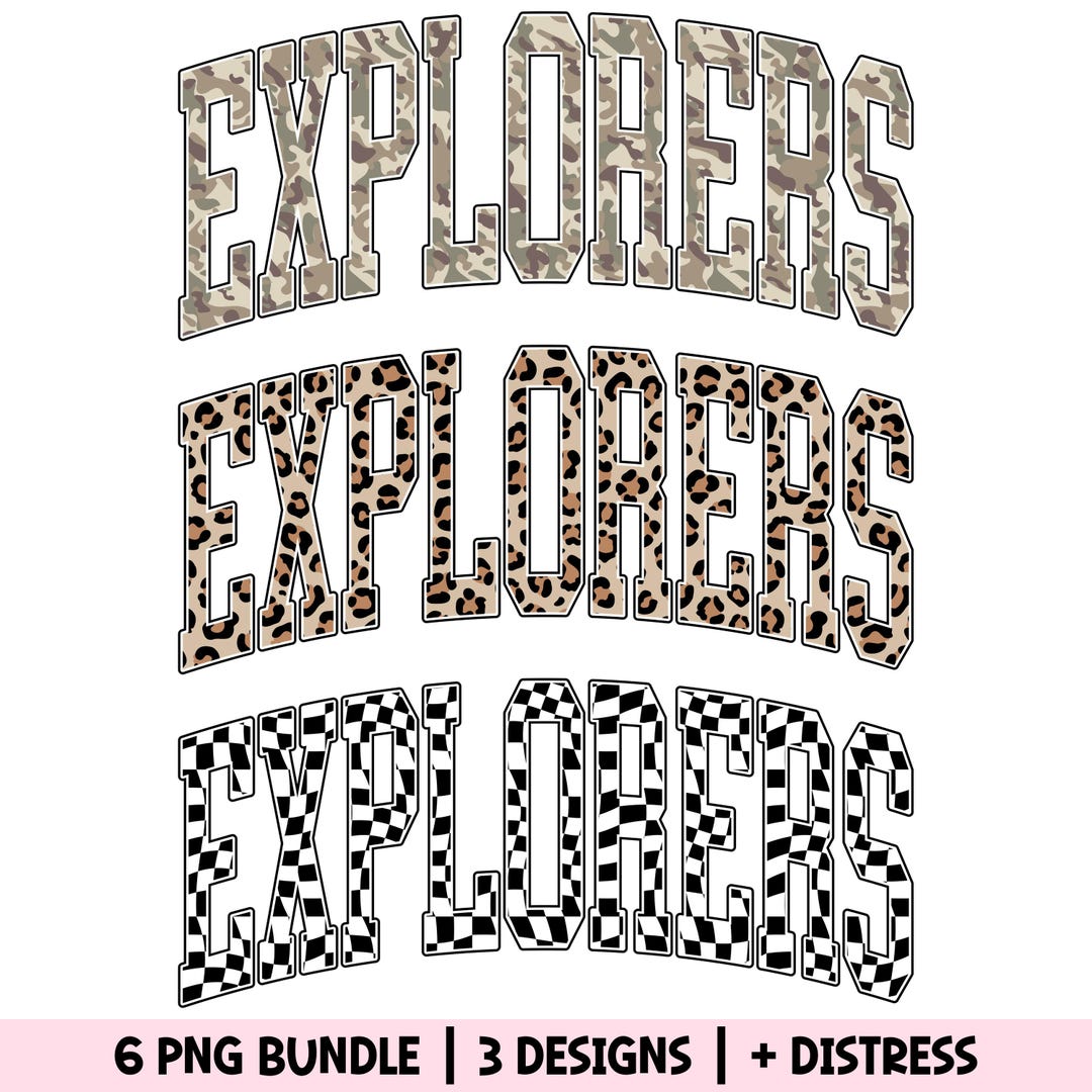 Explorers PNG Mascot Sublimation Bundle Camo Leopard Checker Camouflage ...