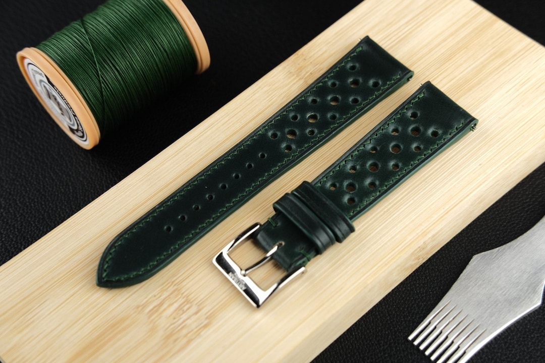 Dark Green Shell Cordovan (rally Strap) - Handmade Leather Watch Strap ...