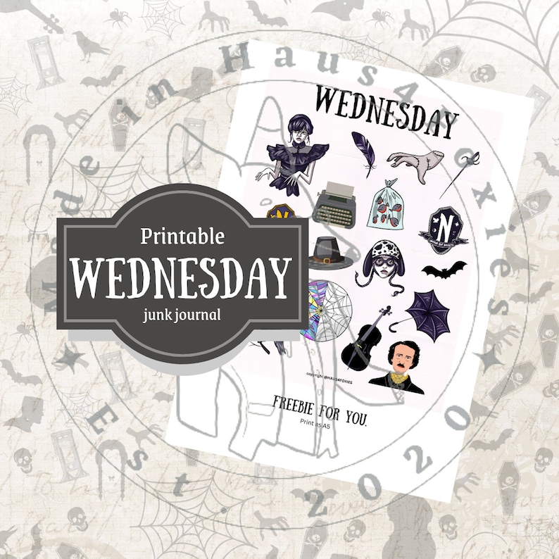 Wednesday Addams Journal Kit Digital Download, Wednesday Junk Journal ...