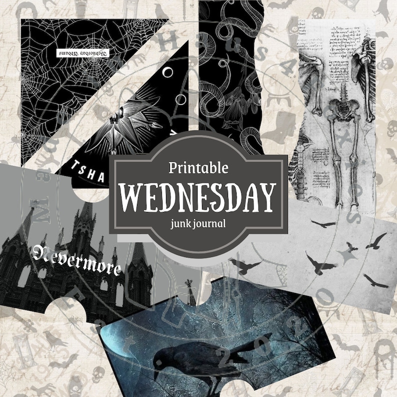 Wednesday Addams Journal Kit Digital Download, Wednesday Junk Journal ...