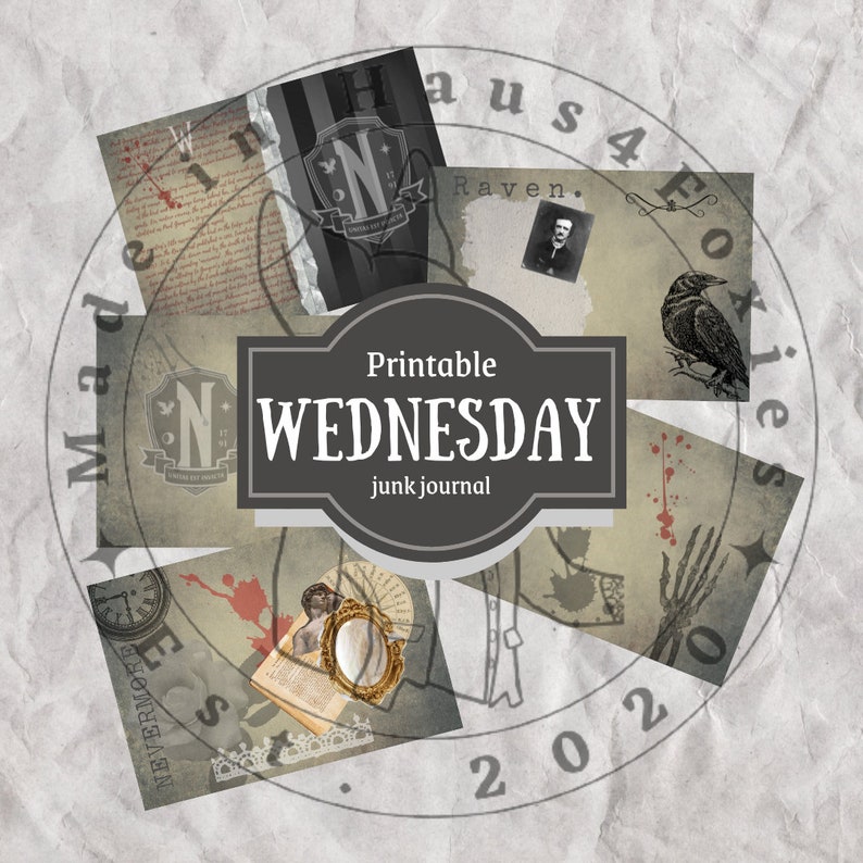 Wednesday Addams Journal Kit Digital Download, Wednesday Junk Journal ...