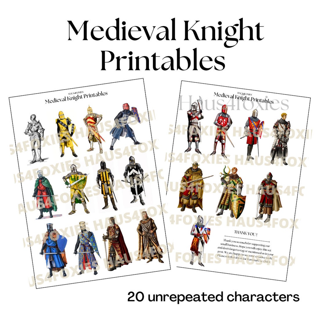 Medieval Knight Stickers Printables 20 UNREPEATED - Etsy