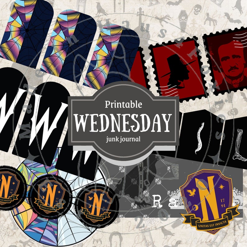 Wednesday Addams Journal Kit Digital Download, Wednesday Junk Journal ...
