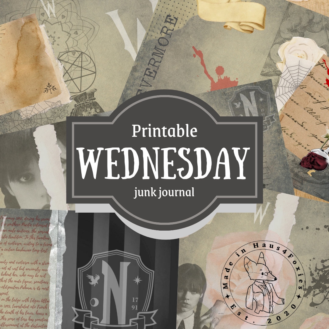 Wednesday Addams Journal Kit Digital Download, Wednesday Junk Journal ...