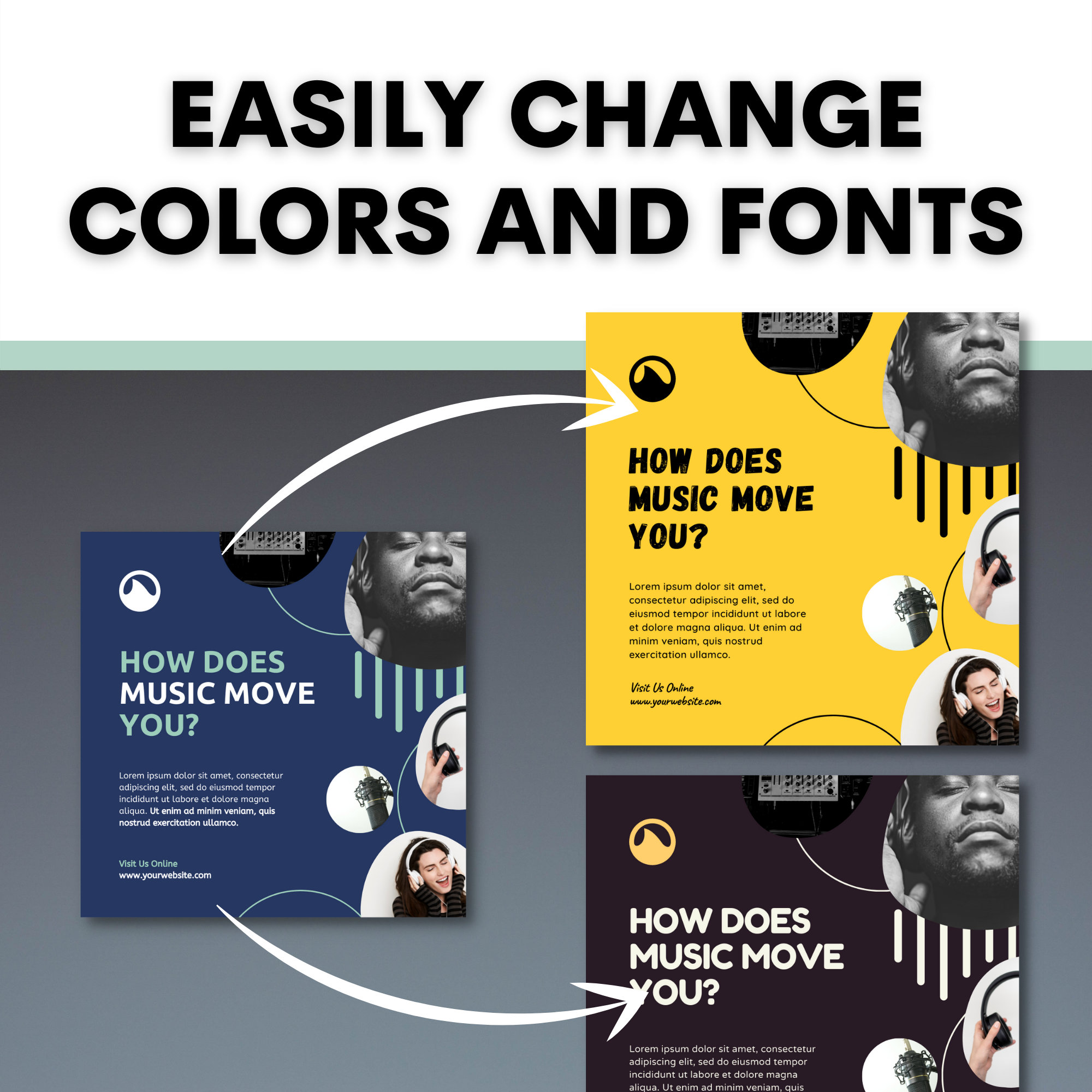 30 Social Media Canva Templates | Music Industry | Bright Bold | Easily ...