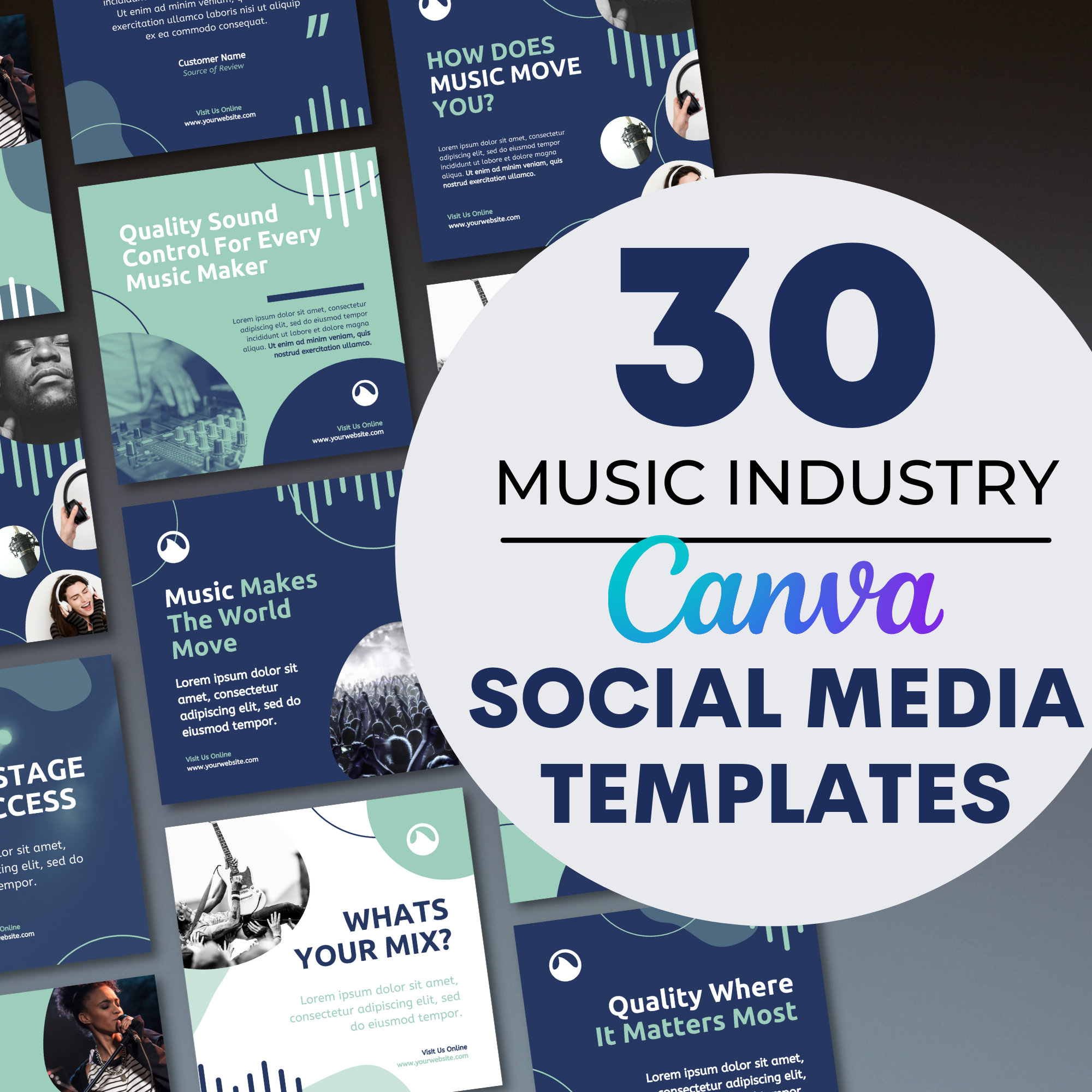 30 Social Media Canva Templates | Music Industry | Bright Bold | Easily ...