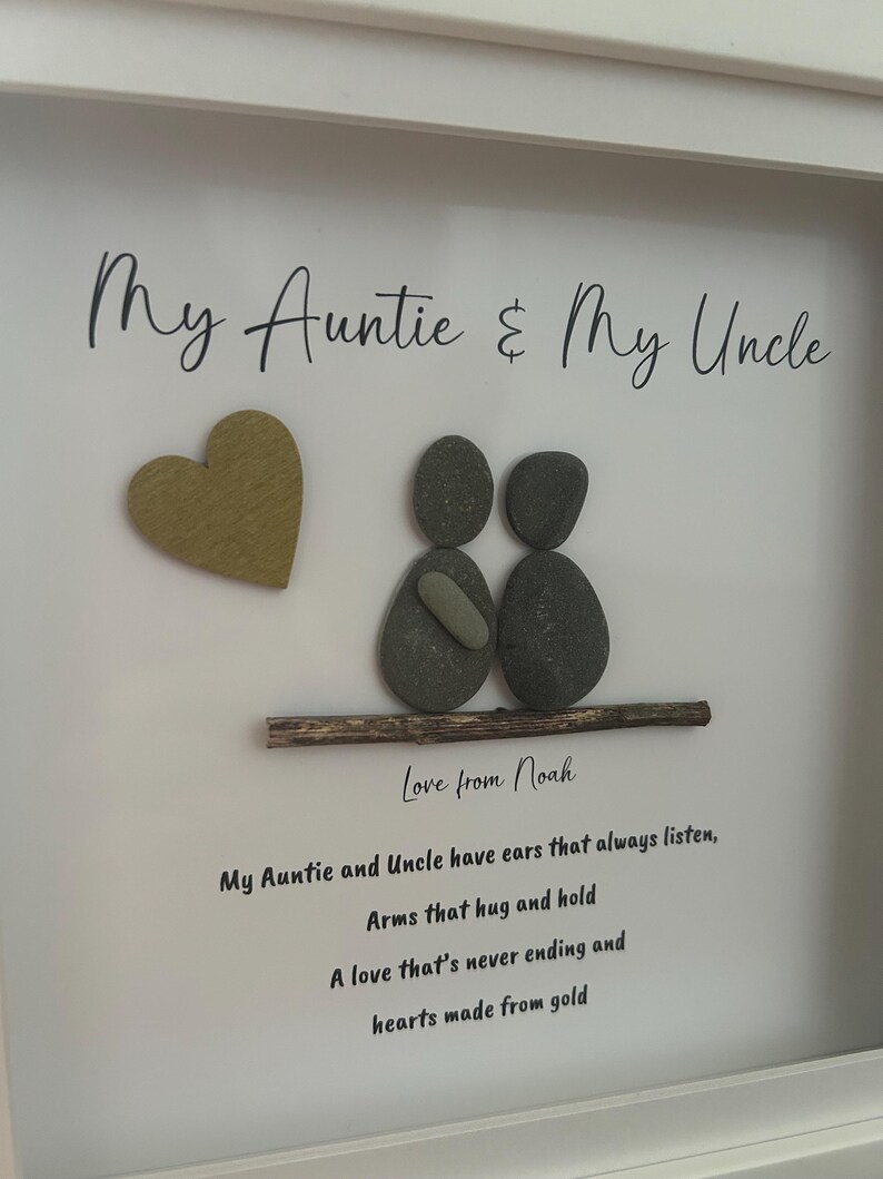 Personalised Aunt & Uncle Pebble Art Frame, Handmade Family Keepsake ...