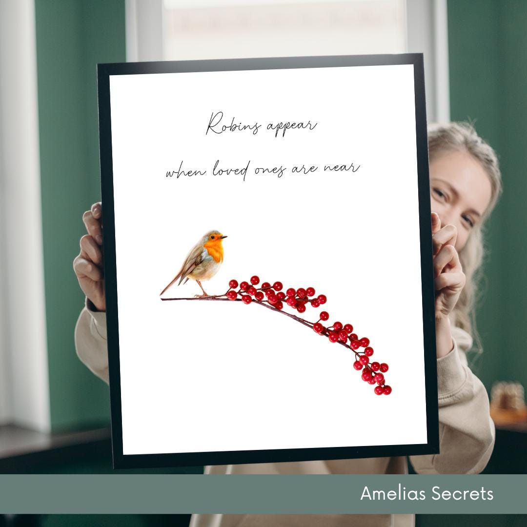 Robin Memorial Poem Print | Remembrance Wall Art | Sympathy Gift | in ...