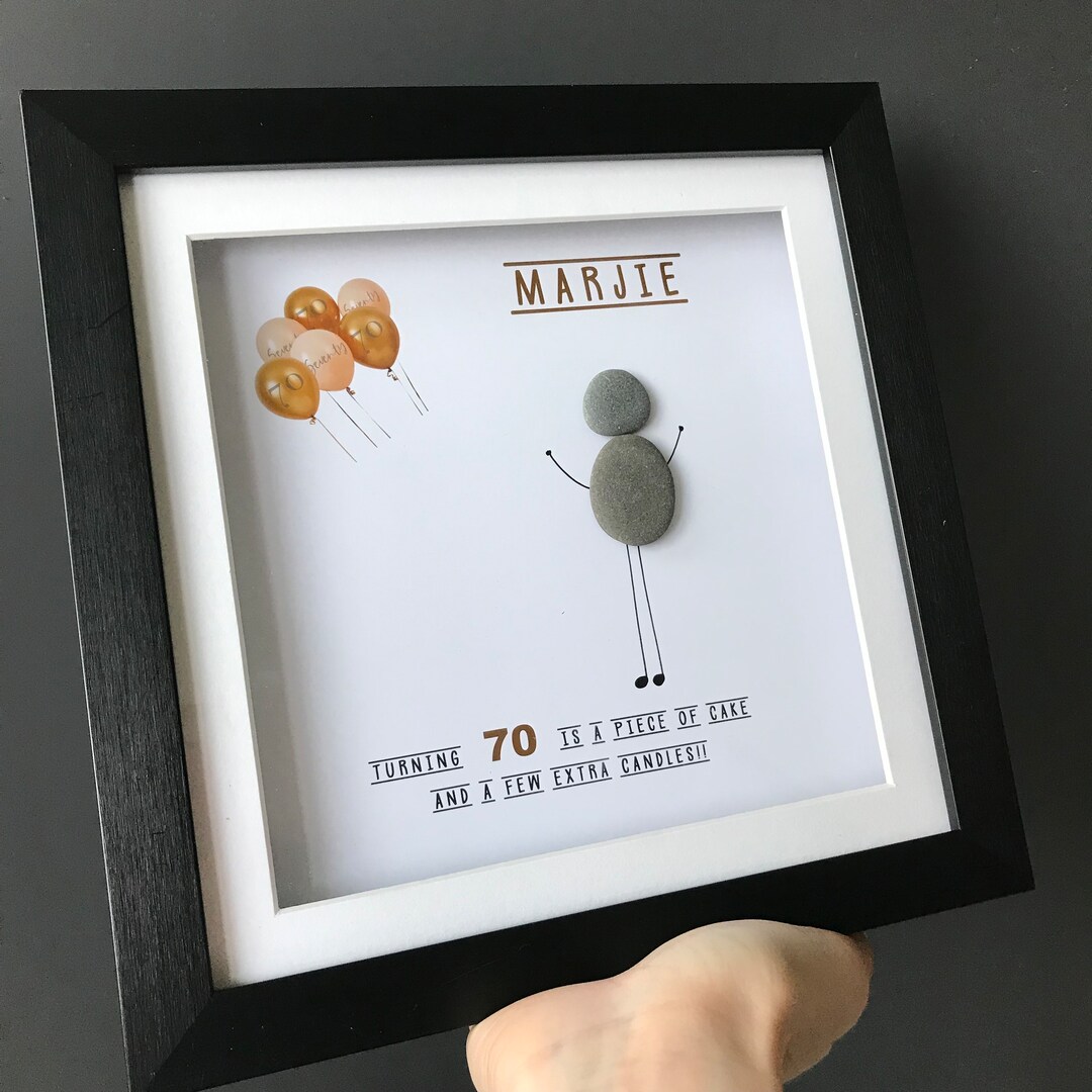 70th Birthday Pebble Art, 70th Birthday Picture Frame, Friend 70th ...