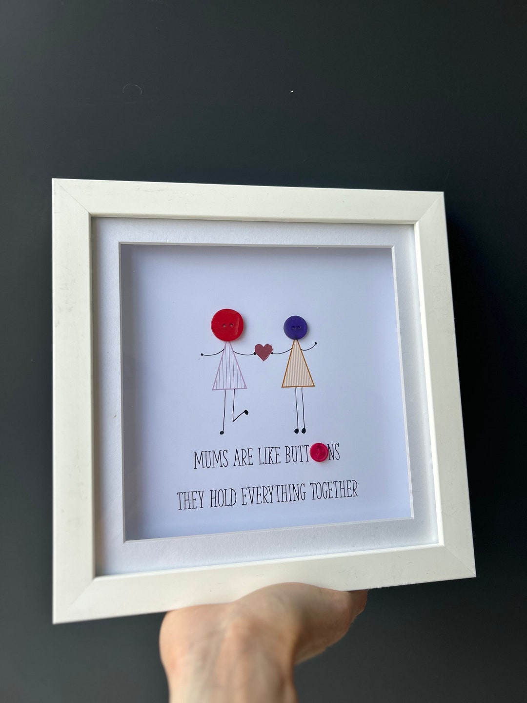 Personalized Button Mum & Daughter Frame: Handmade Keepsake Gift - Etsy