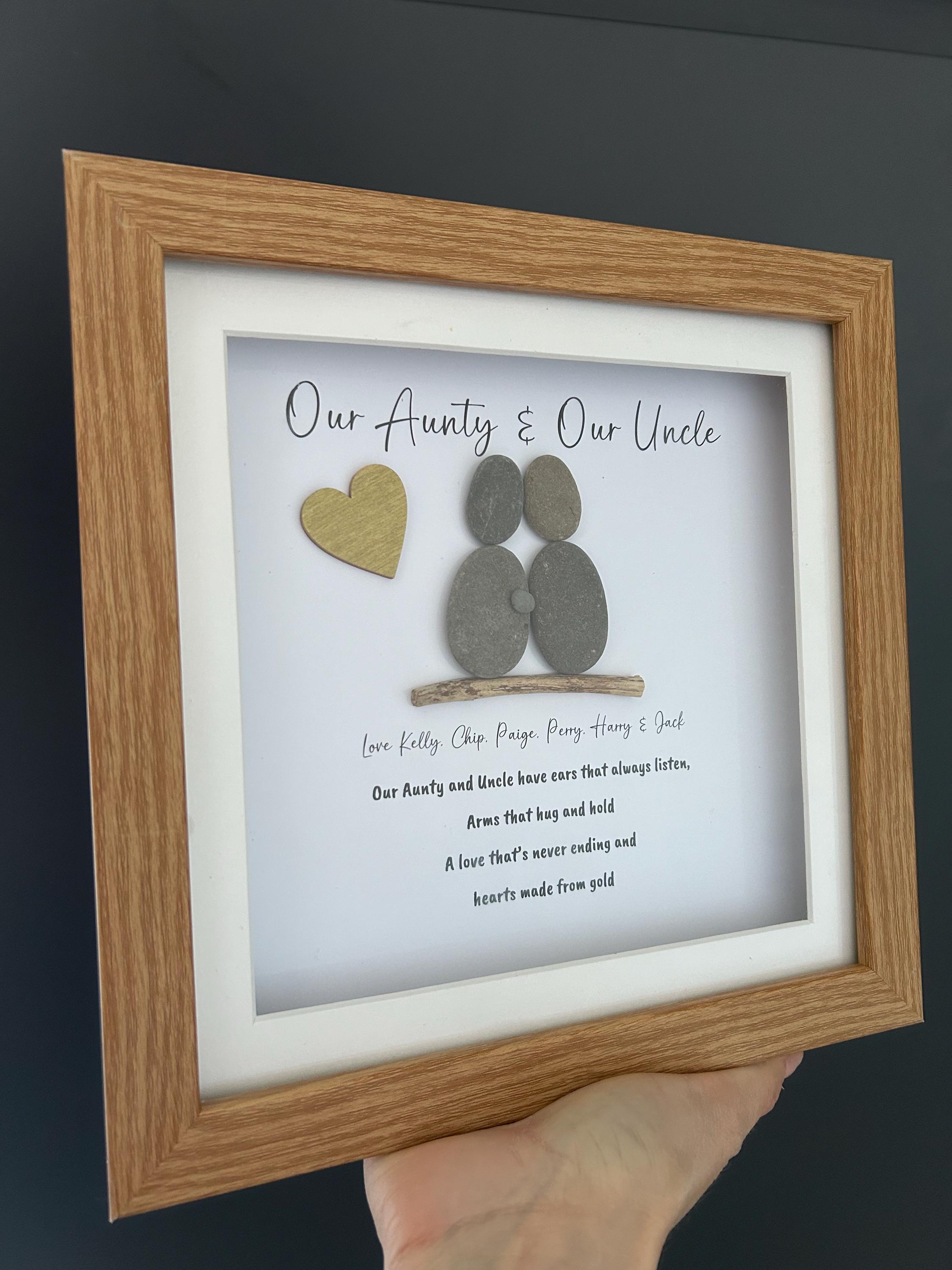 Personalised Aunt & Uncle Pebble Art Frame, Handmade Family Keepsake ...