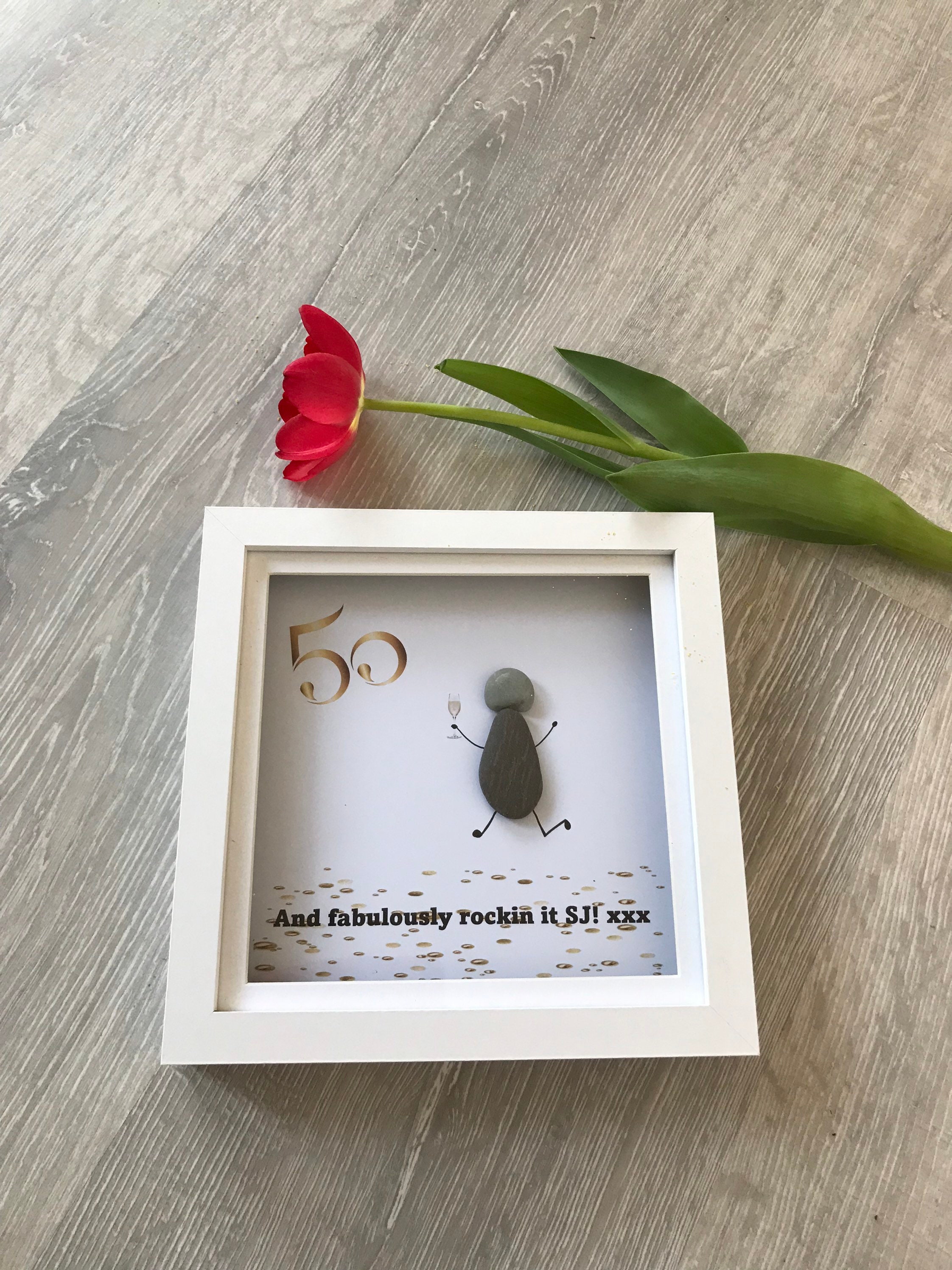 50th Birthday Frame 50th Gift Idea 50th Pebble Friends - Etsy UK