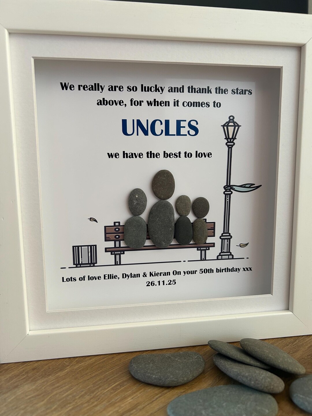 Personalised Uncle Gift, Pebble Art Frame, Birthday Gift for Uncle,gift ...
