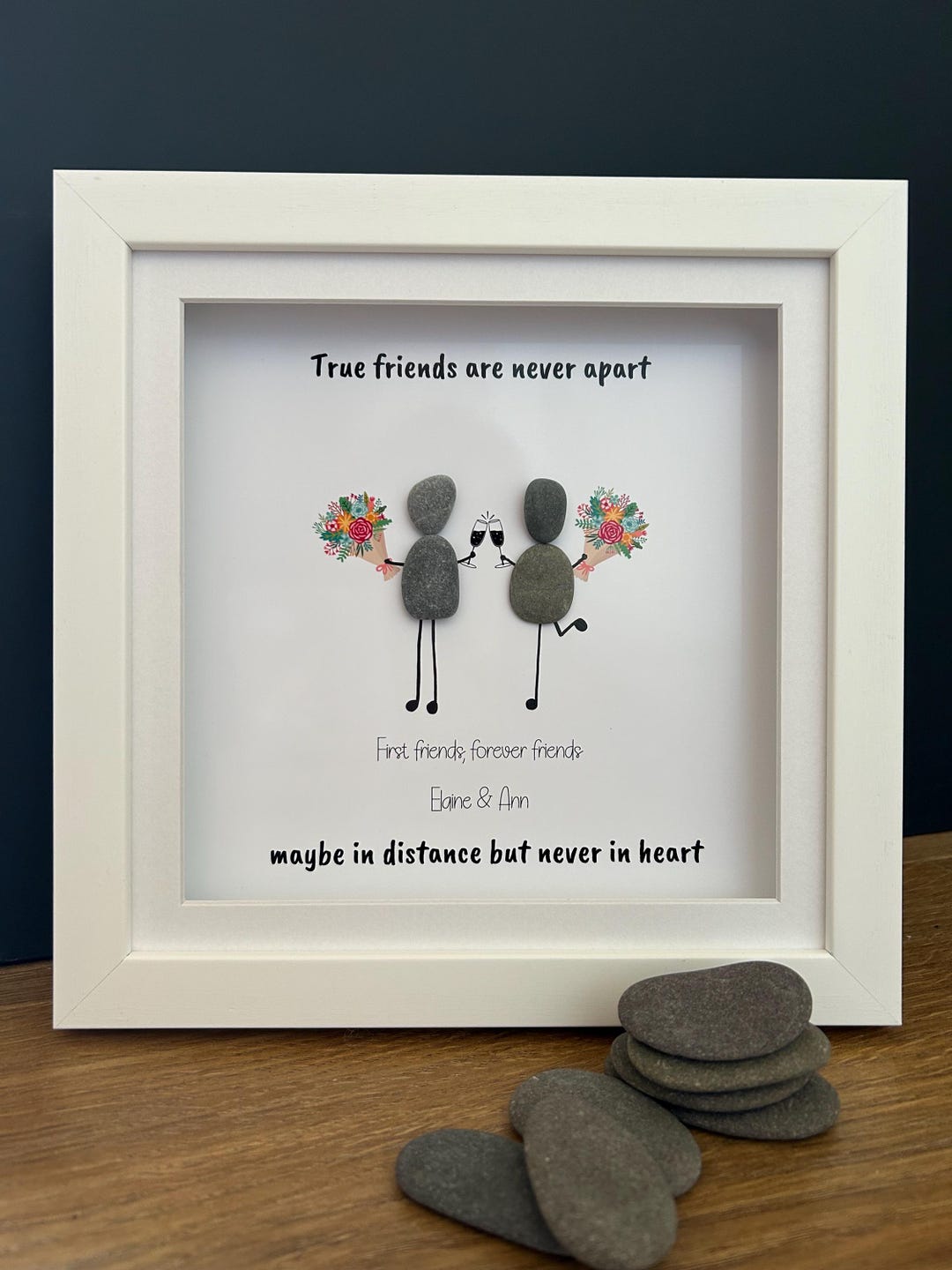 Personalized Pebble Art Friendship Frame: Long Distance Gift - Etsy