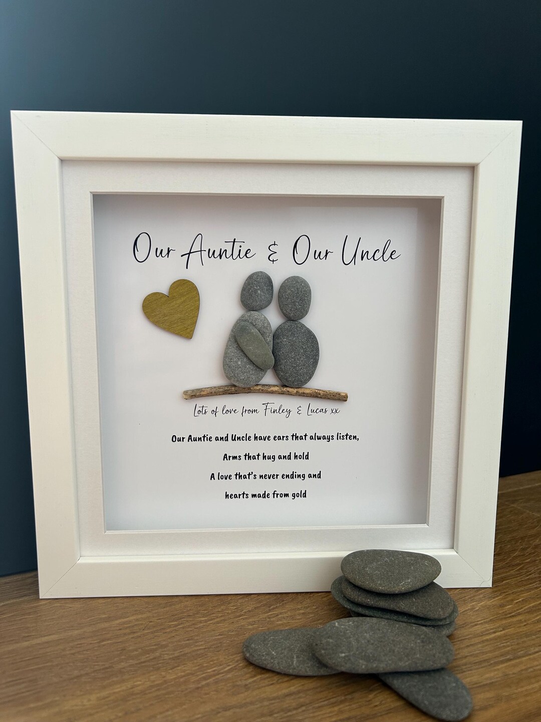 Personalized Aunt & Uncle Pebble Art Frame: Handmade Family Keepsake ...