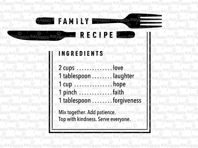Family Recipe SVG, Digital File, Family Quote SVG, EPS, Printable ...