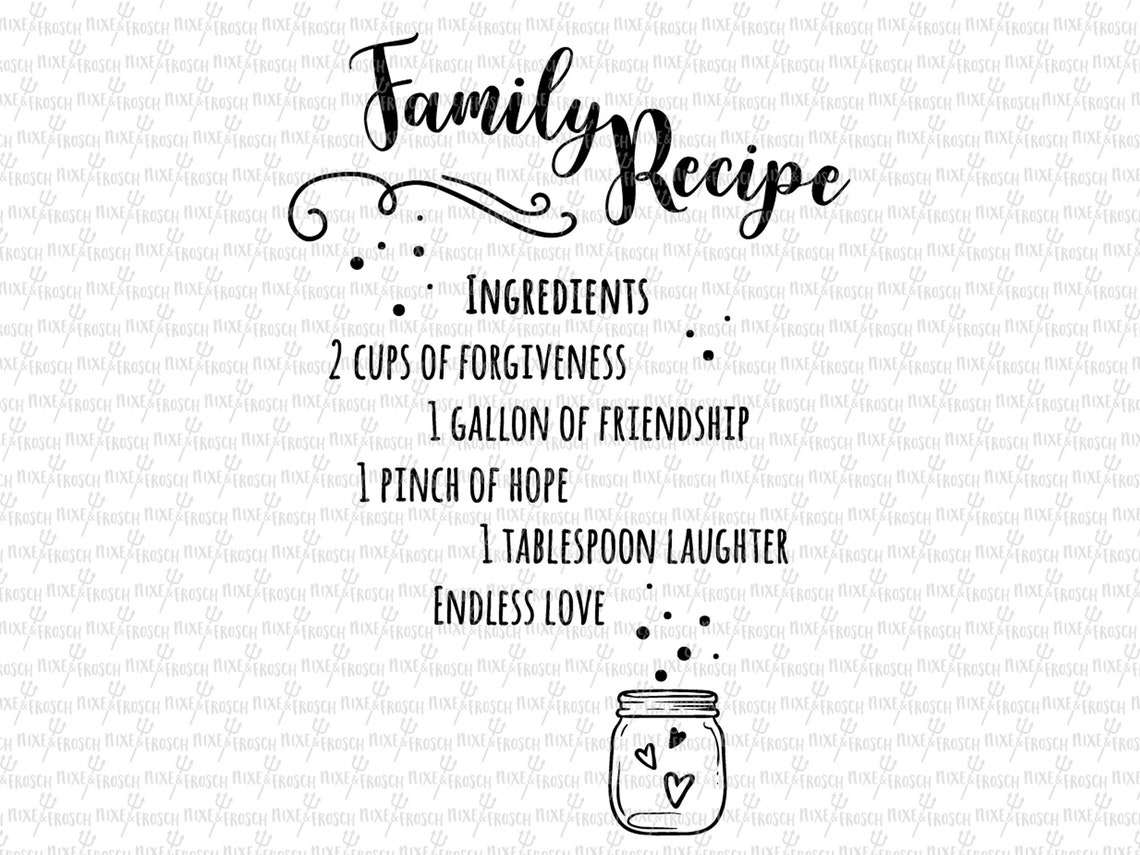 Family Recipe SVG, Digital File, Family Quote SVG, EPS, Printable ...