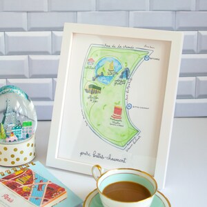 Map of Paris Park Watercolor Print / Cute Wall Art, Home Decorating ...