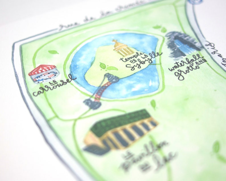 Map of Paris Park Watercolor Print / Cute Wall Art Home - Etsy